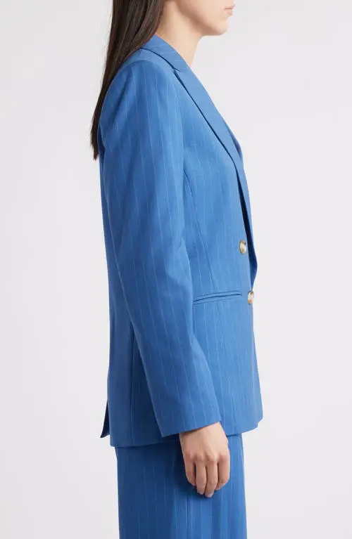 TAHARI ASL Pinstripe Double Breasted Blazer