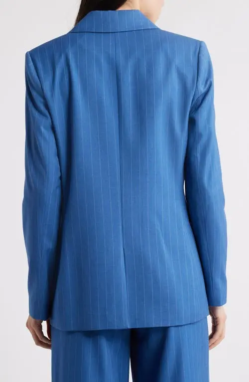 TAHARI ASL Pinstripe Double Breasted Blazer