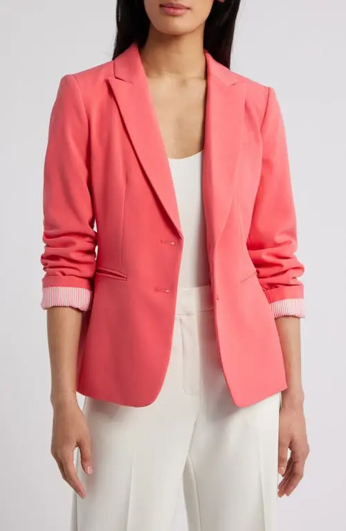 TAHARI ASL Roll-cuff Jacket With Striped Lining