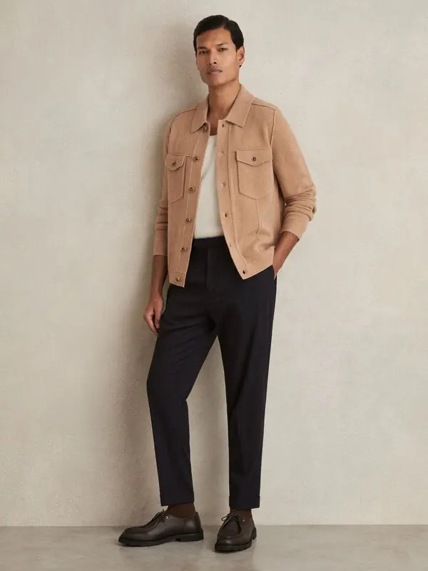 REISS Ring Pinstripe Tapered Trousers