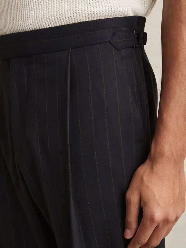 REISS Ring Pinstripe Tapered Trousers