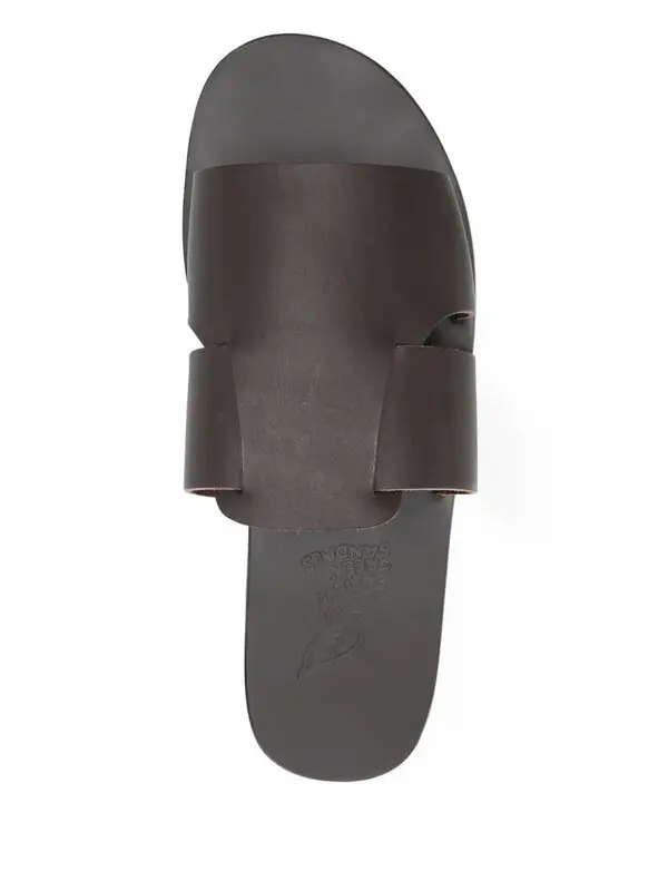 ANCIENT GREEK SANDALS Miltiadis Slides - Brown