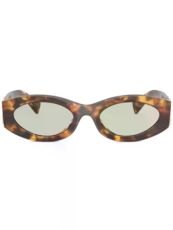 Miu Miu Logo-lettering Sunglasses - Brown