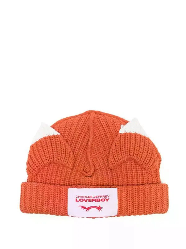 CHARLES JEFFREY LOVERBOY Ears-detailed Beanie - Orange