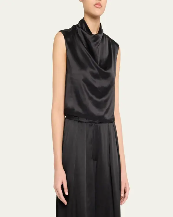 AEXAE Silk Cowl-neck Top