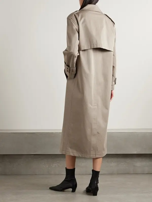 Theory Double-breasted Cotton-blend Gabardine Trench Coat - Brown