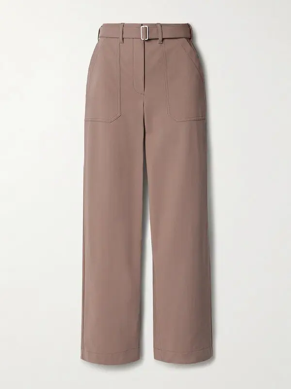 Theory Belted Straight-leg Twill Pants