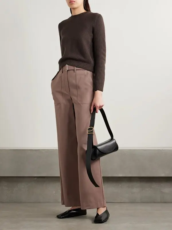 Theory Belted Straight-leg Twill Pants