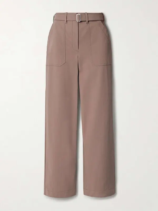 Theory Belted Straight-leg Twill Pants