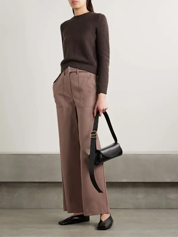 Theory Belted Straight-leg Twill Pants