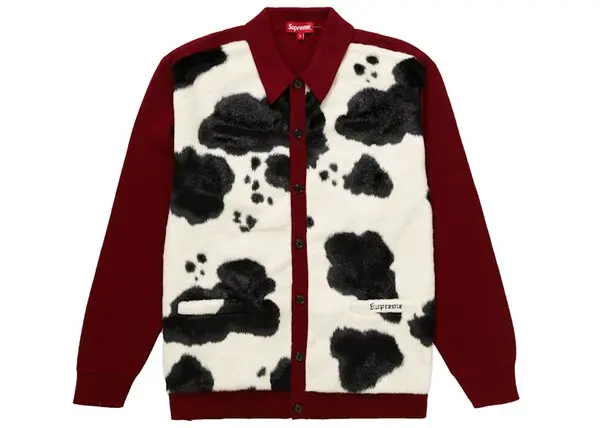 Supreme Cow Print Cardigan - Red
