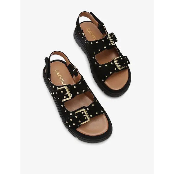Carvela Cinzia Studded Suede Sandals In Black 43% Off Editorialist