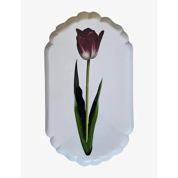 LES-OTTOMANS Tulip-print Iron Tray 41cm - White