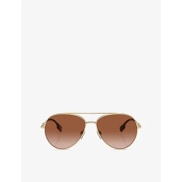 Burberry Be3147 Aviator Sunglasses - Gold