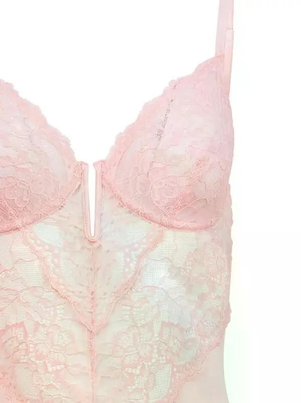 FLEUR DU MAL Bianca Lace Bodysuit - Pink