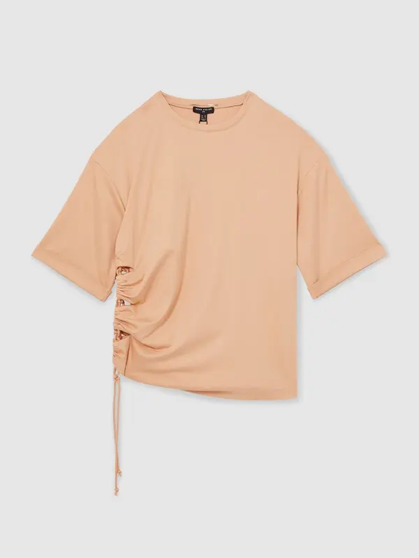 REISS Berkeley Atelier Cut-out Cotton Top - Neutral