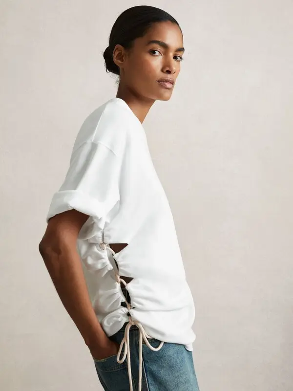 REISS Berkeley Atelier Cut-out Cotton Top
