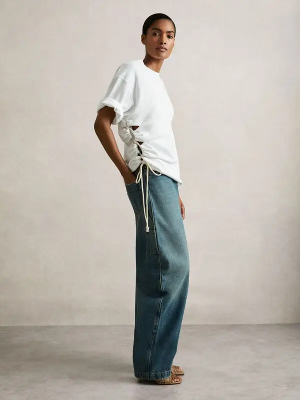 REISS Berkeley Atelier Cut-out Cotton Top