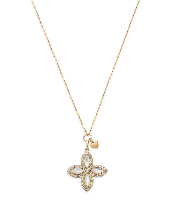 Bloomingdale'S Mother Of Pearl And Diamond Pendant - White/gold
