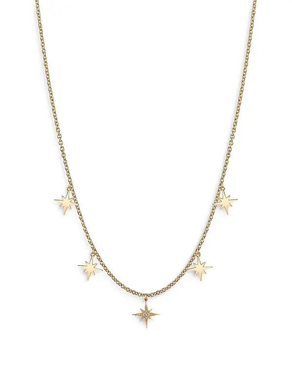 SYDNEY EVAN 14k Yellow Diamond Starburst Fringe Necklace - Gold