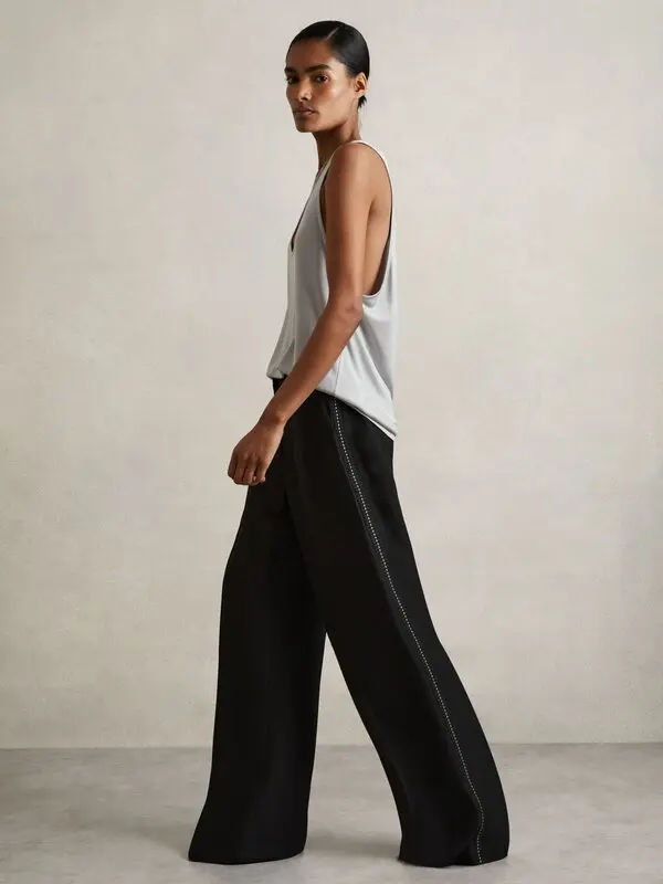 REISS Daria Atelier Crepe Wide Leg Trousers