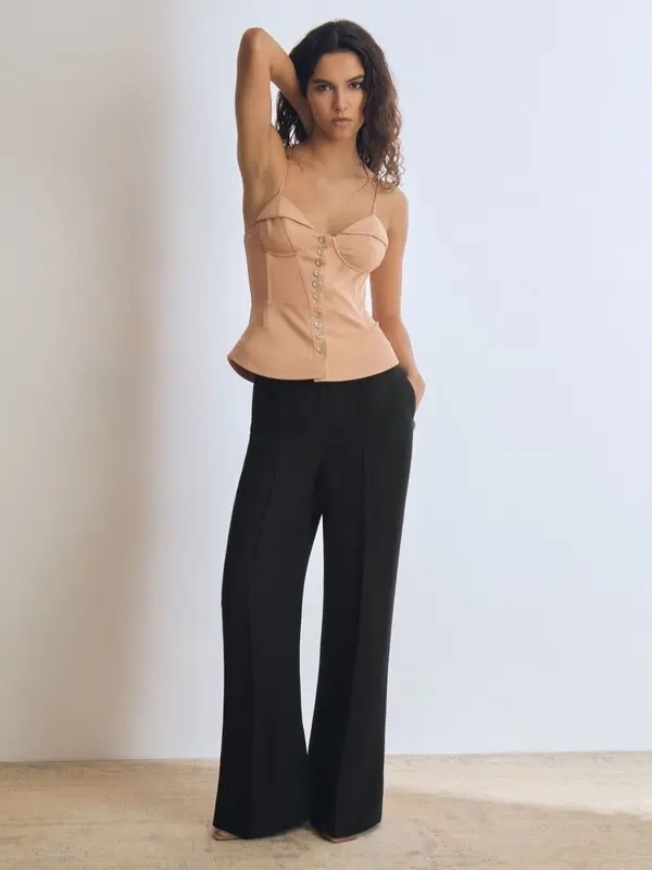 REISS Daria Atelier Crepe Wide Leg Trousers