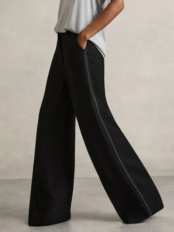 REISS Daria Atelier Crepe Wide Leg Trousers