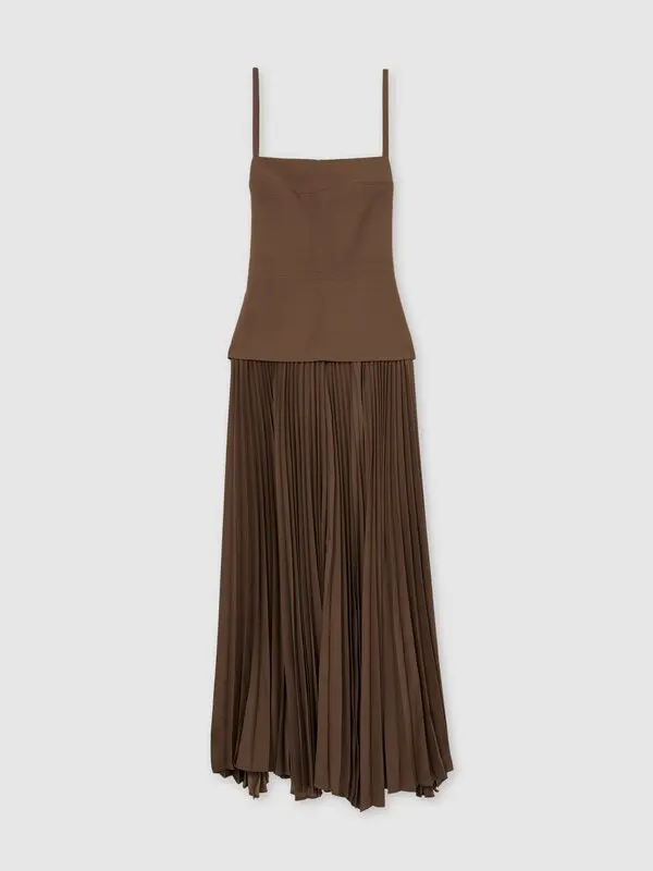 Acler Leasgill Linen-blend Pleated Midi Dress
