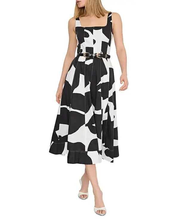 MILLY Grand Foliage Dress - Black/white