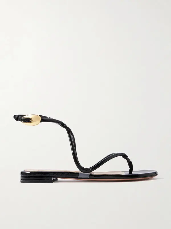 GIANVITO ROSSI Jungle Mamba Patent-leather Sandals - Black