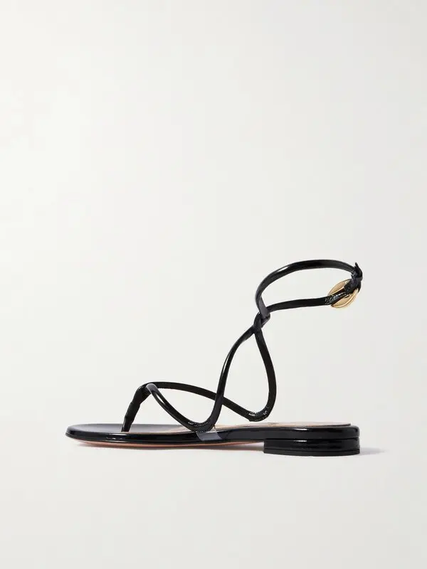 GIANVITO ROSSI Jungle Mamba Patent-leather Sandals - Black