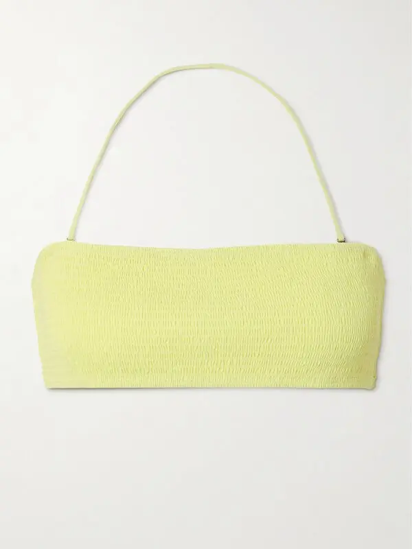 Tory Burch Shirred Bandeau Bikini Top - Yellow