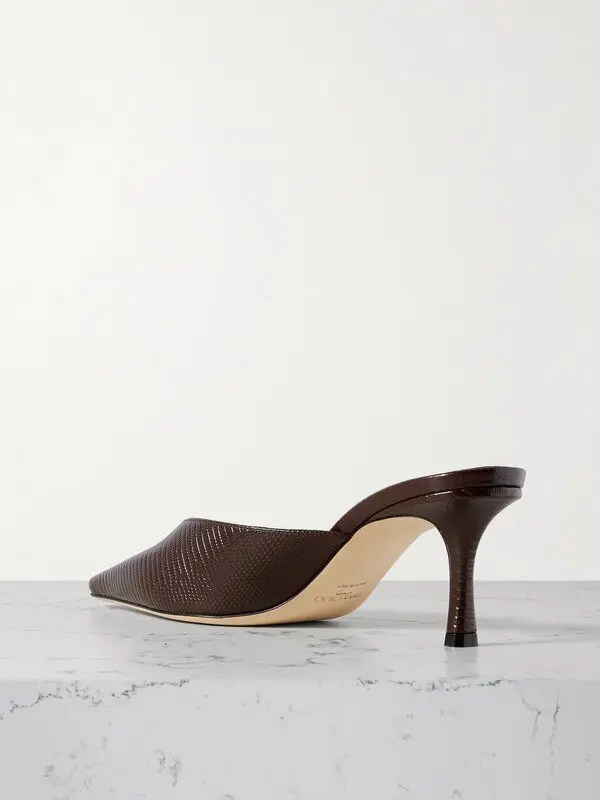 JIMMY CHOO Vivi 65 Embellished Croc-effect Mules