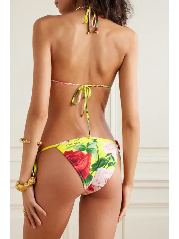 Dolce & Gabbana Floral-print Triangle Bikini