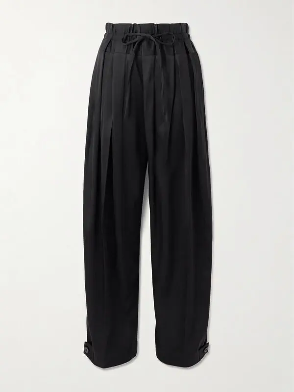 JIL SANDER Pleated Satin-twill Wide-leg Pants