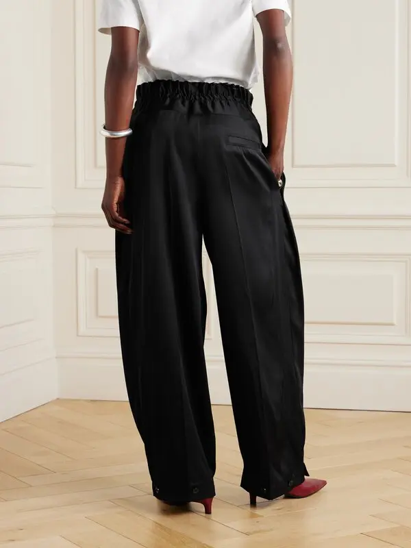 JIL SANDER Pleated Satin-twill Wide-leg Pants