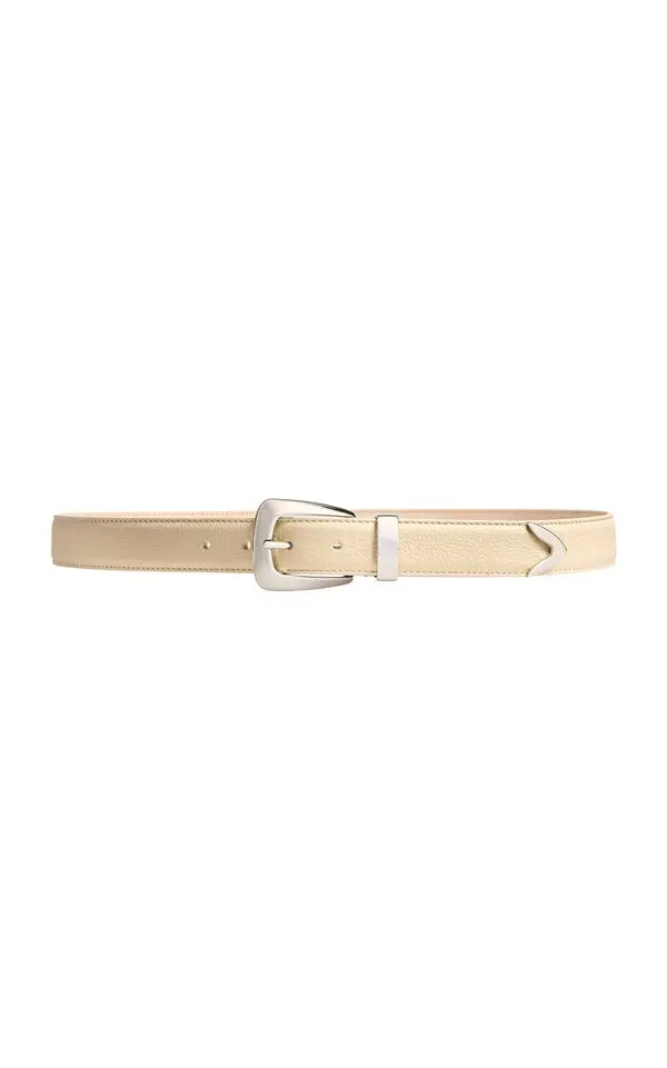 Khaite Benny Pebbled Leather Belt - Ivory
