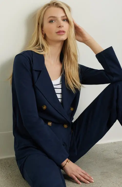 Caslon Double Breasted Knit Blazer - Navy Blazer