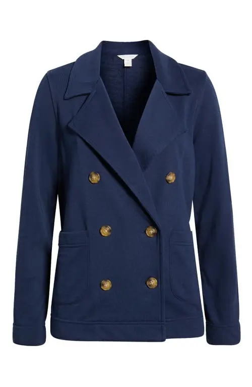Caslon Double Breasted Knit Blazer - Navy Still