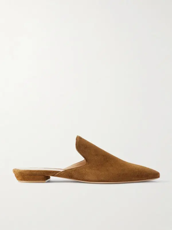 GIANVITO ROSSI Raja Suede Slippers - Brown