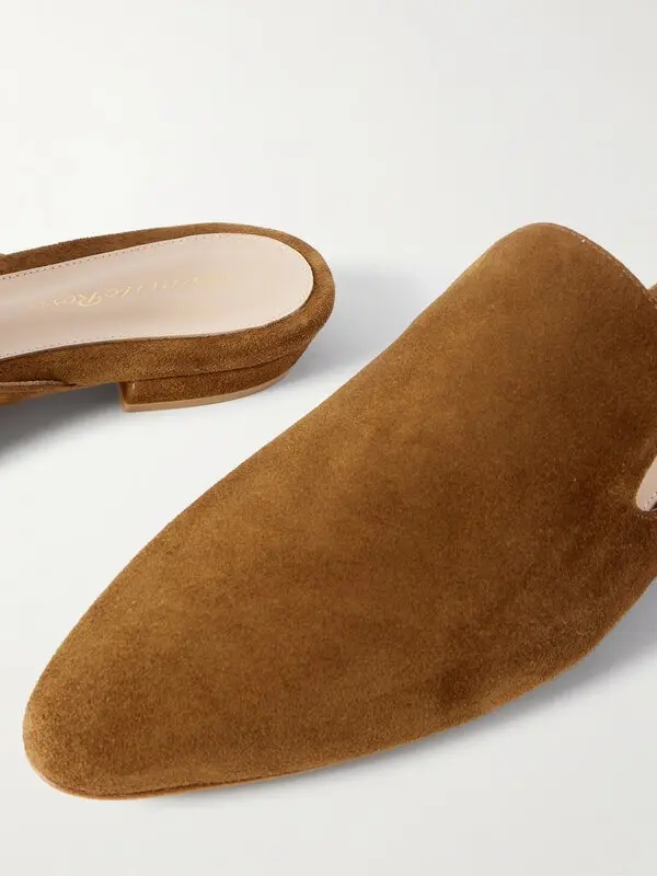 GIANVITO ROSSI Raja Suede Slippers - Brown