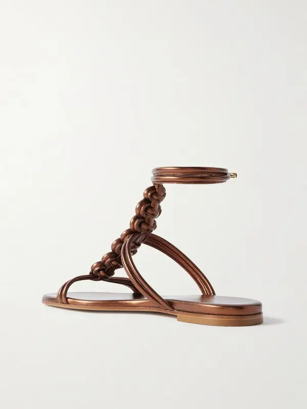 GIANVITO ROSSI Capua Braided Leather Sandals - Brown