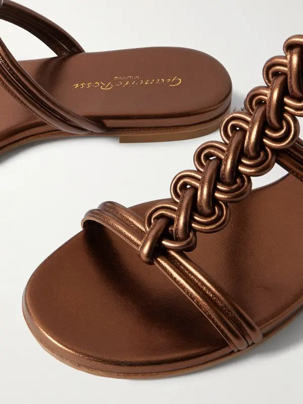 GIANVITO ROSSI Capua Braided Leather Sandals - Brown
