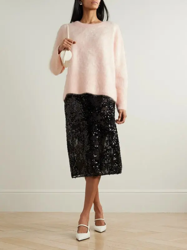 Galvan Loom Brushed Cashmere-blend Sweater - Pink