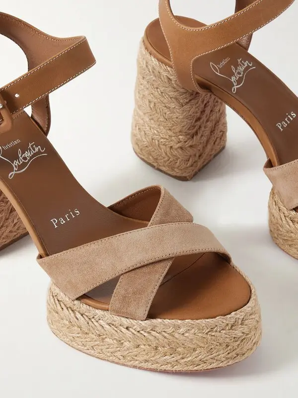 CHRISTIAN LOUBOUTIN Calakala 70 Espadrille Platform Sandals - Brown