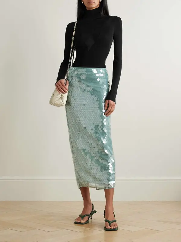 Galvan Polaris Ribbed-knit Turtleneck Top