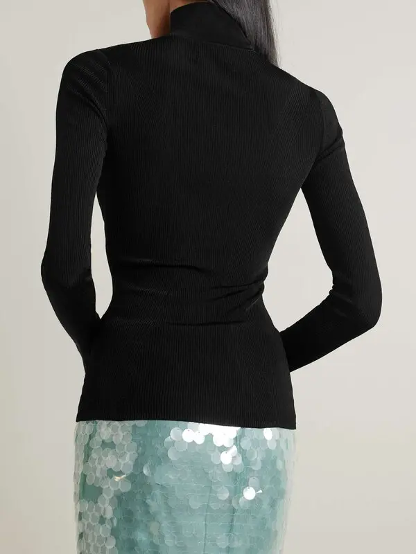 Galvan Polaris Ribbed-knit Turtleneck Top