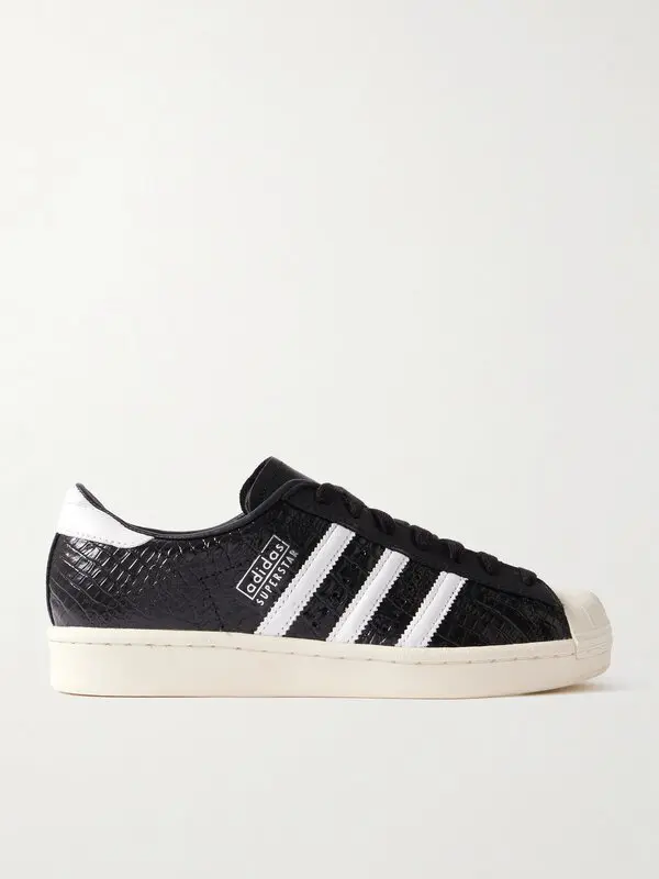 Adidas Originals By Alexander Wang Superstar Croc-effect Leather Sneakers - Black