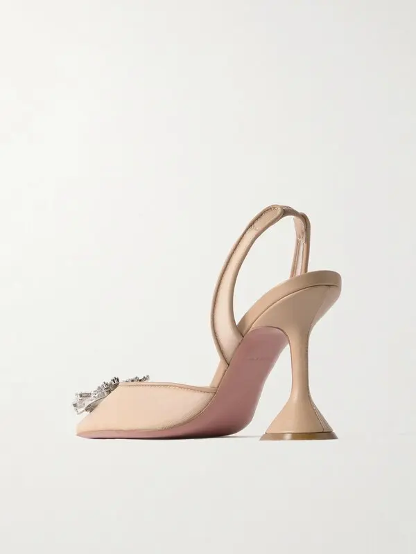 Amina Muaddi Begum Crystal-embellished Slingback Pumps - Neutrals