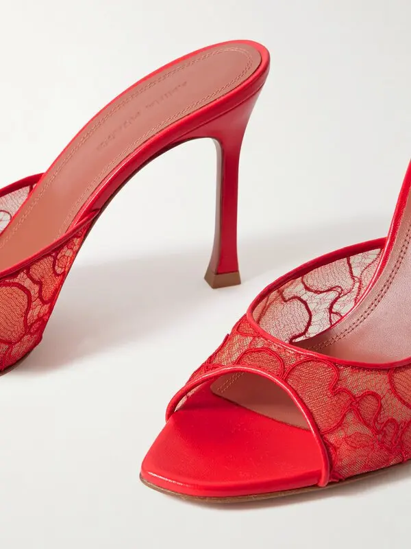 Amina Muaddi Alexa Corded Lace And Leather Pumps